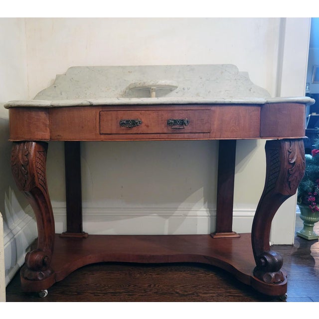 Italian Marble Top Console Table | Chairish