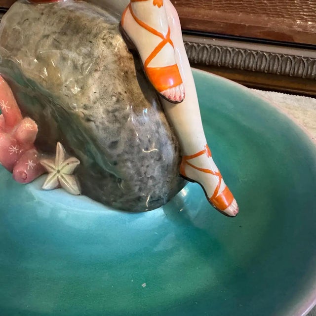 1940s Art Deco Hand-Painted Ceramic Italian Woman at the Sea by Ronzan ...