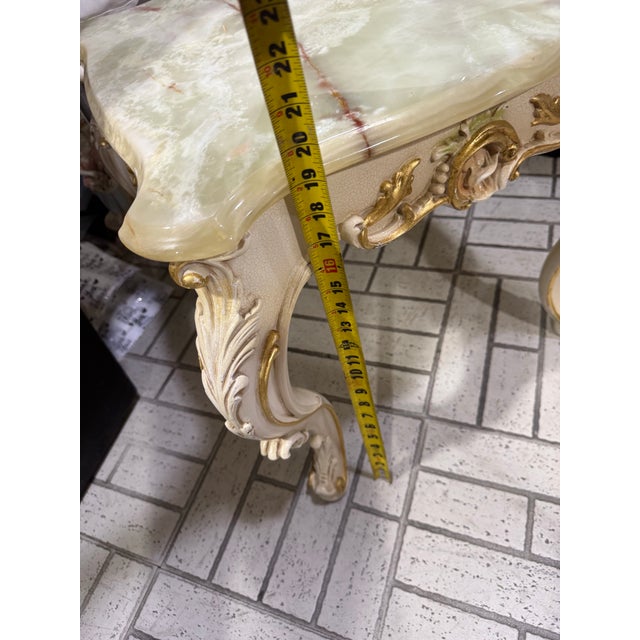 1930s Small French Louis XV Style Golden Wood Alabaster Top Square Side ...