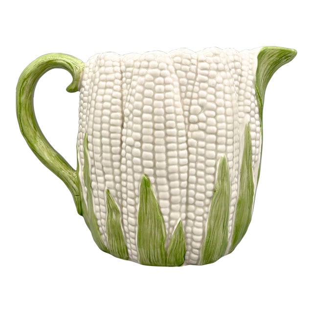 1980s Fitz and Floyd White Corn Ceramic Vegetable Pitcher | Chairish