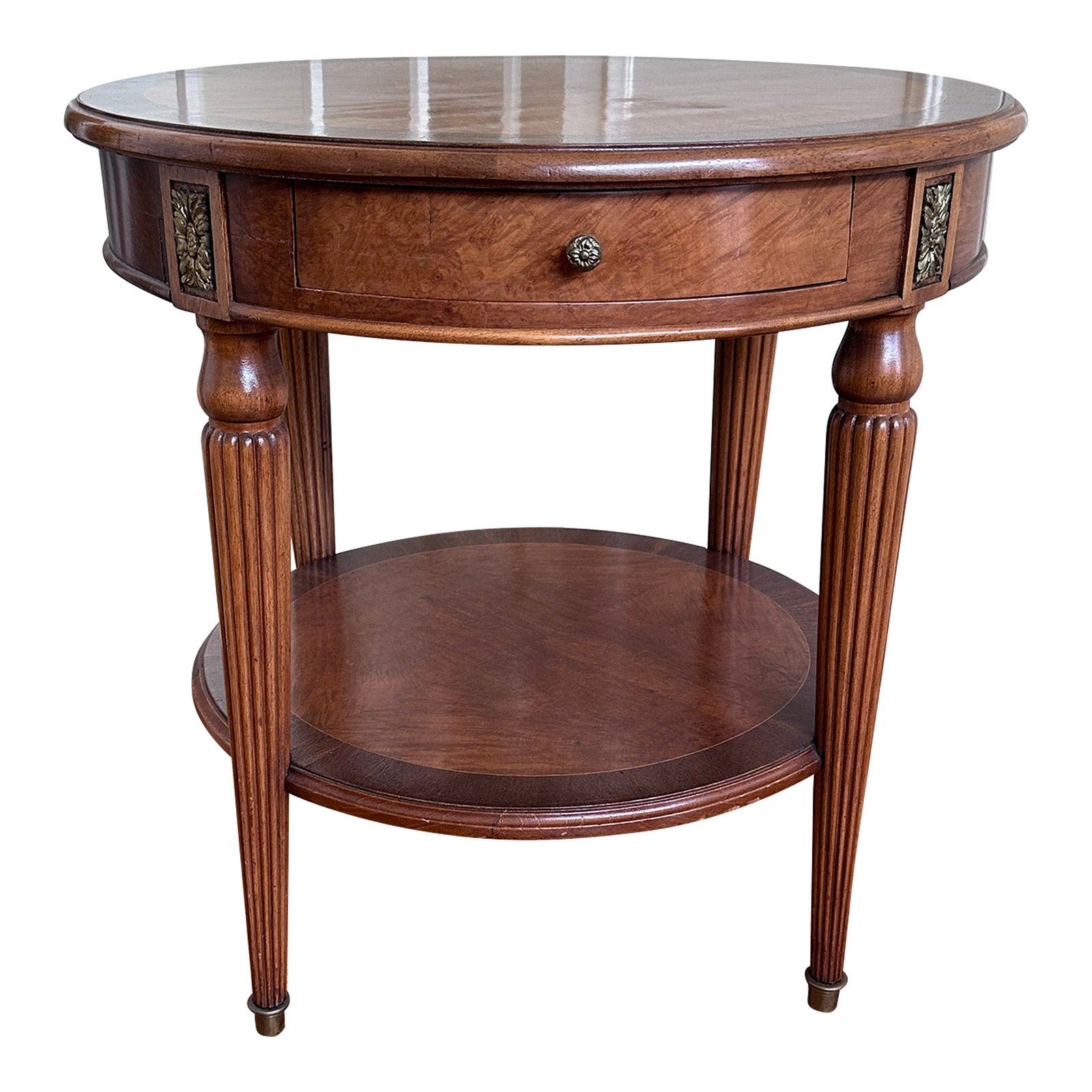 Vintage Fluted Leg Round Table | Chairish