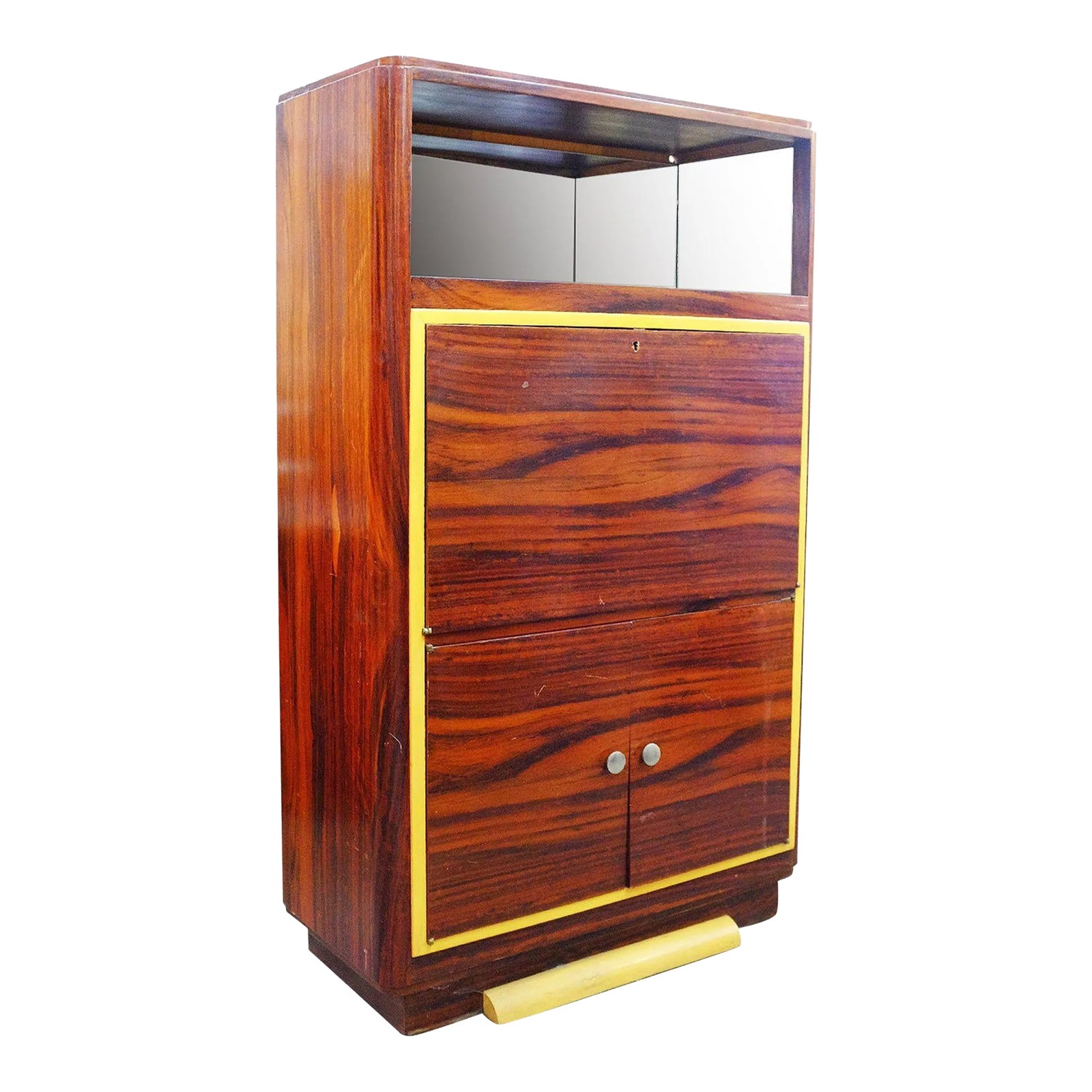 1930s High Style Art Deco Macassar Ebony Vitrine Cabinet & Secretary ...