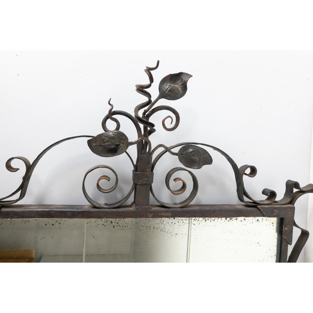 20th Century Blacksmith Hand Wrought Iron Wall Mirror | Chairish