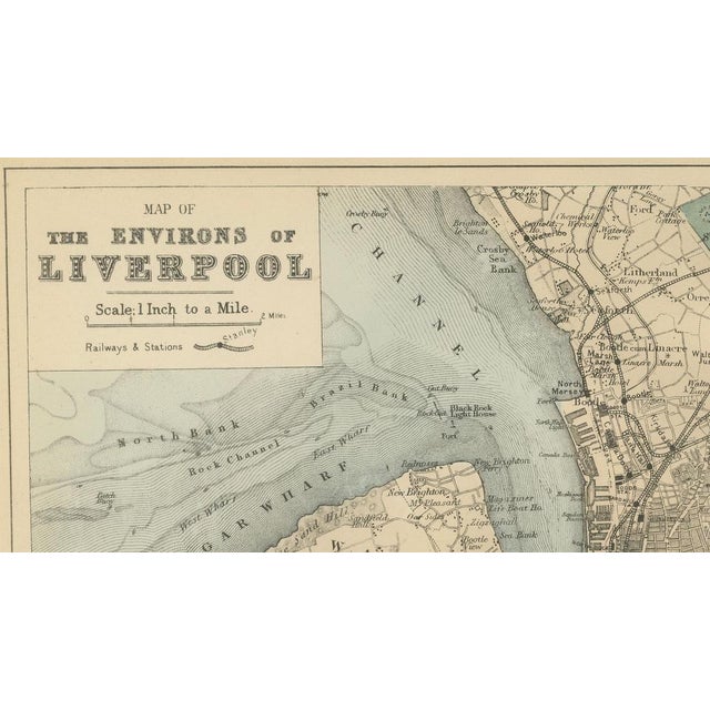 Antique Map of Liverpool and Environs, 1885 | Chairish
