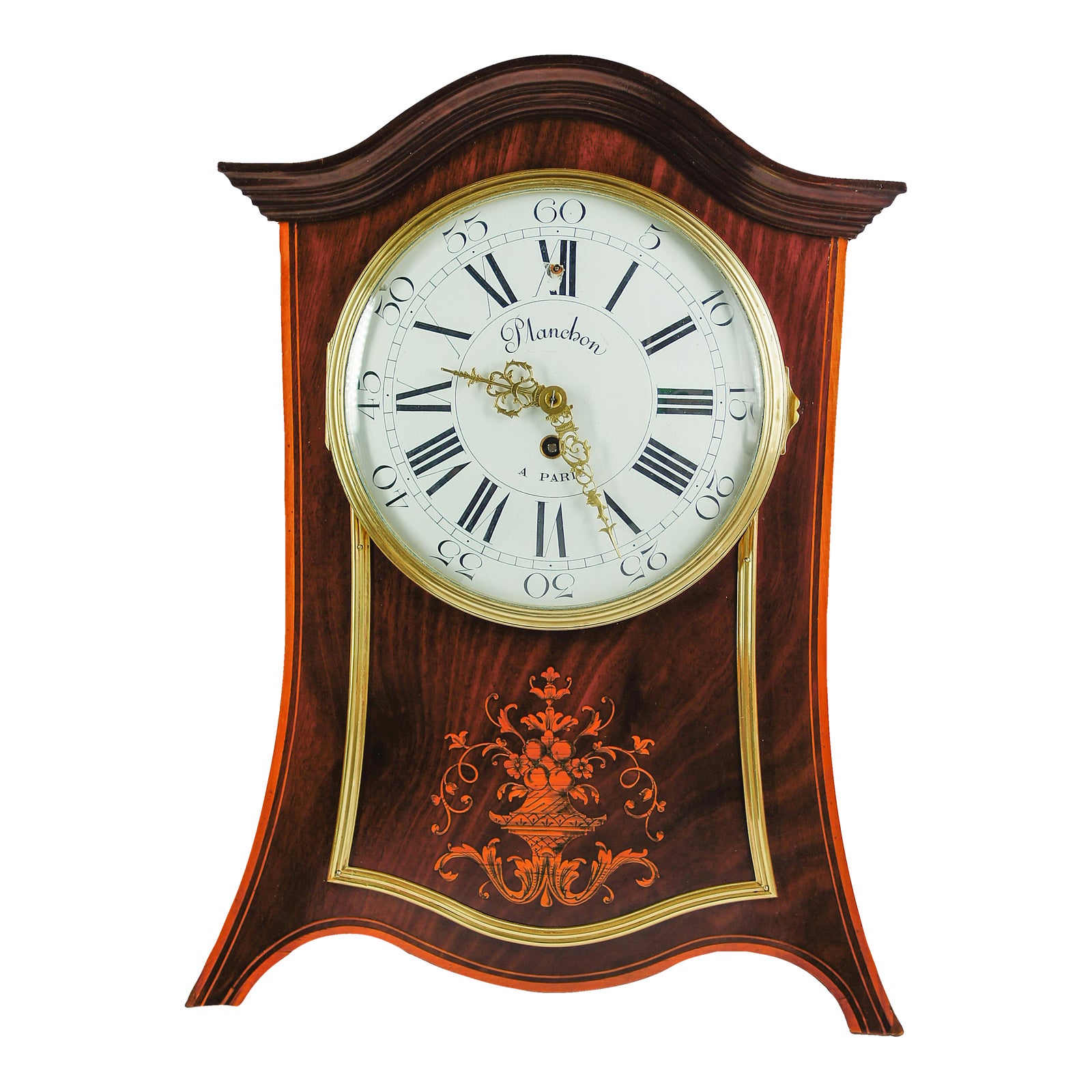 1889 Marquetry Inlaid Antique Mechanical French Shelf Clock by Samuel ...