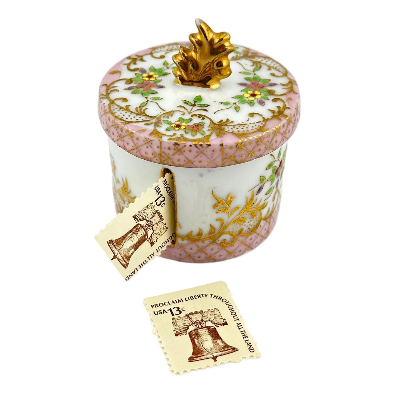 Vintage Porcelain Stamp Dispenser – Hand Decorated With Gilding ...