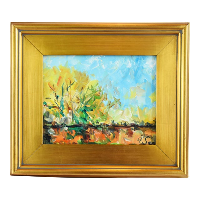 Impressionist Floral Landscape Painting W/ Gold Frame | Chairish