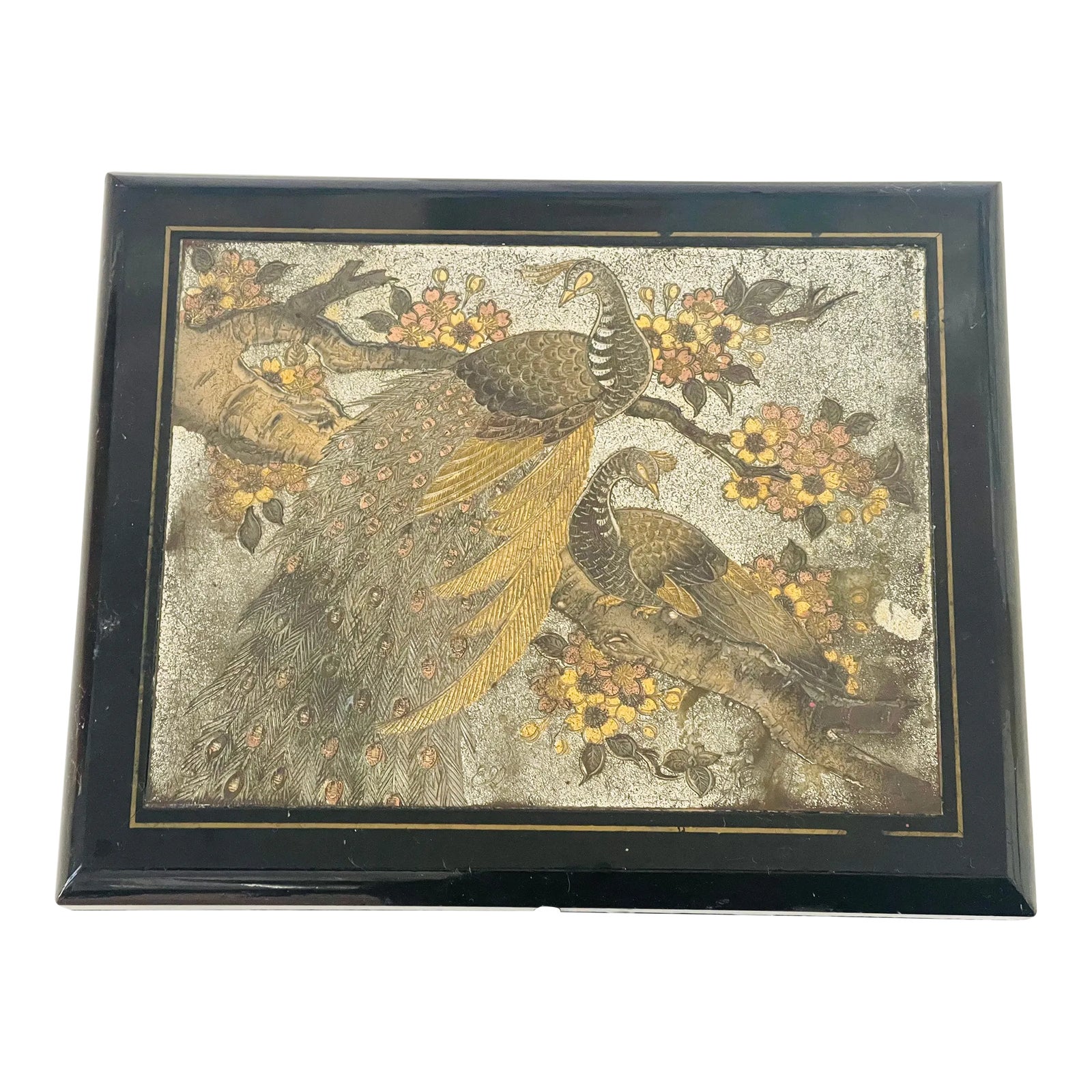 Vintage Boho Japanese Music Box Lacquered Etched | Chairish