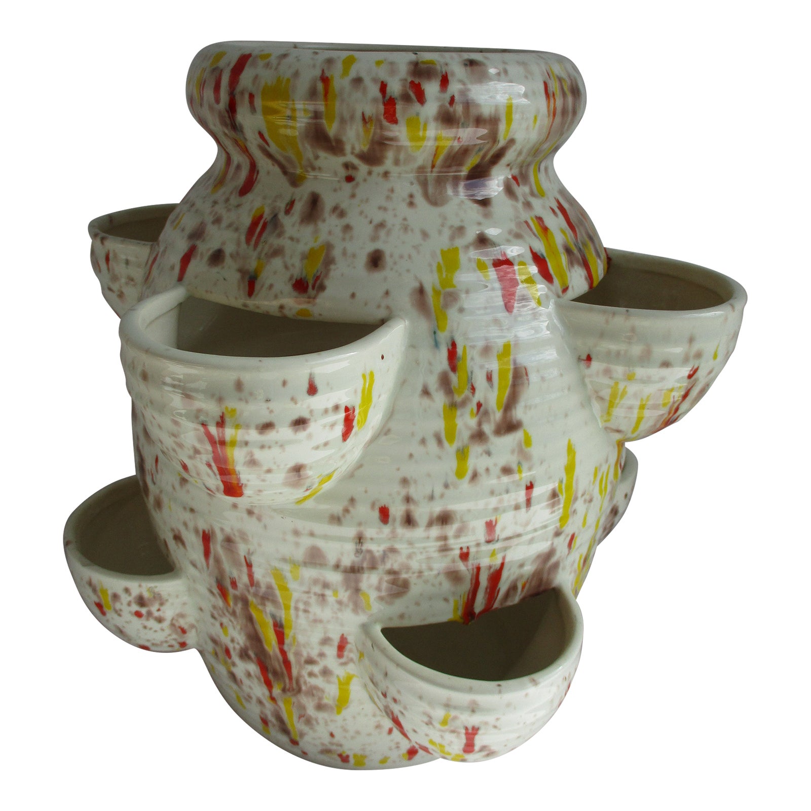 Mid-Century Modern Splatter Paint Strawberry Planter | Chairish
