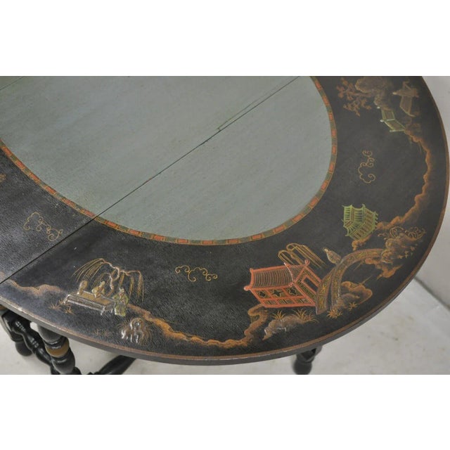 Early 20th Century Antique Chinoiserie Lacquered Chinese Gate Leg Drop ...