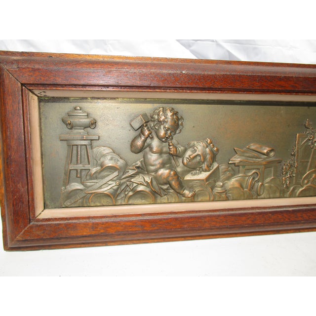 19th Century Copper Repousse Furniture Panel in Wooden Frame | Chairish