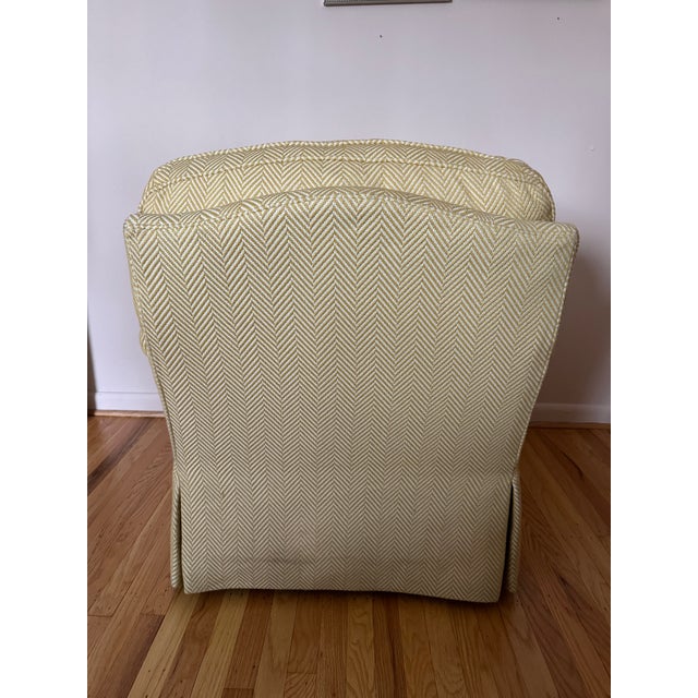 Sherrill Furniture Yellow Herringbone English Roll Arm Chair With ...