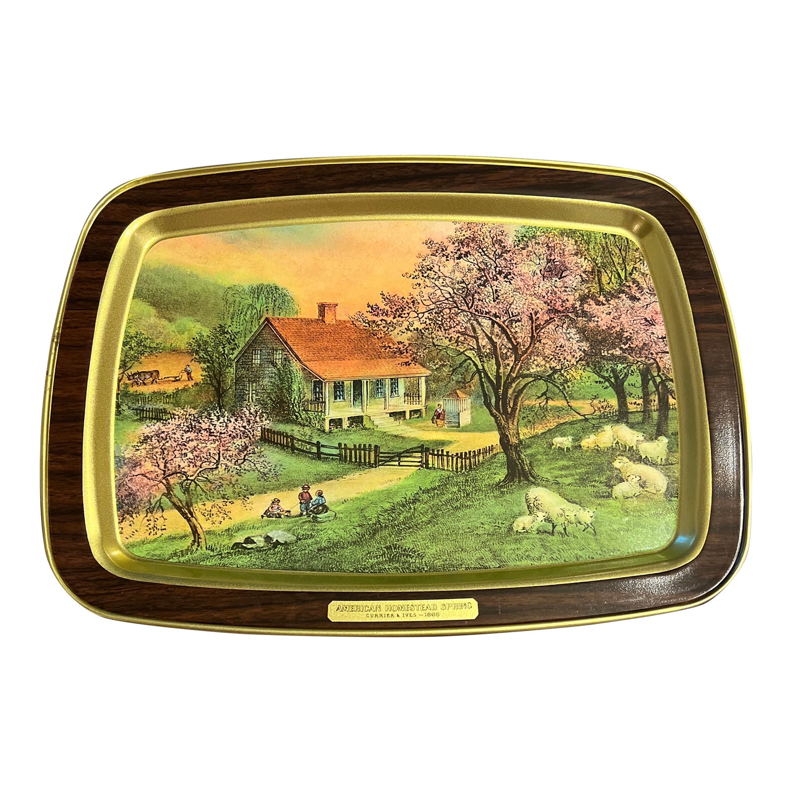 1970s Currier & Ives 1868 American Homestead Spring Vintage Serving ...