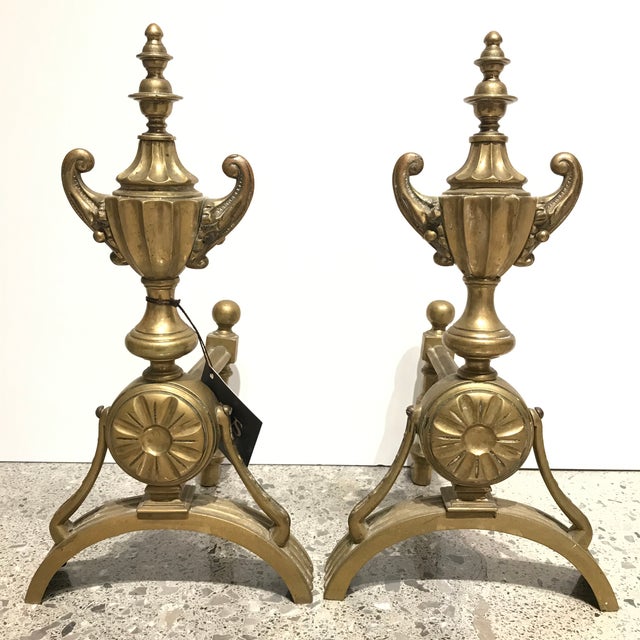 19th Century Antique French Top Fire Dogs Andirons - a Pair | Chairish