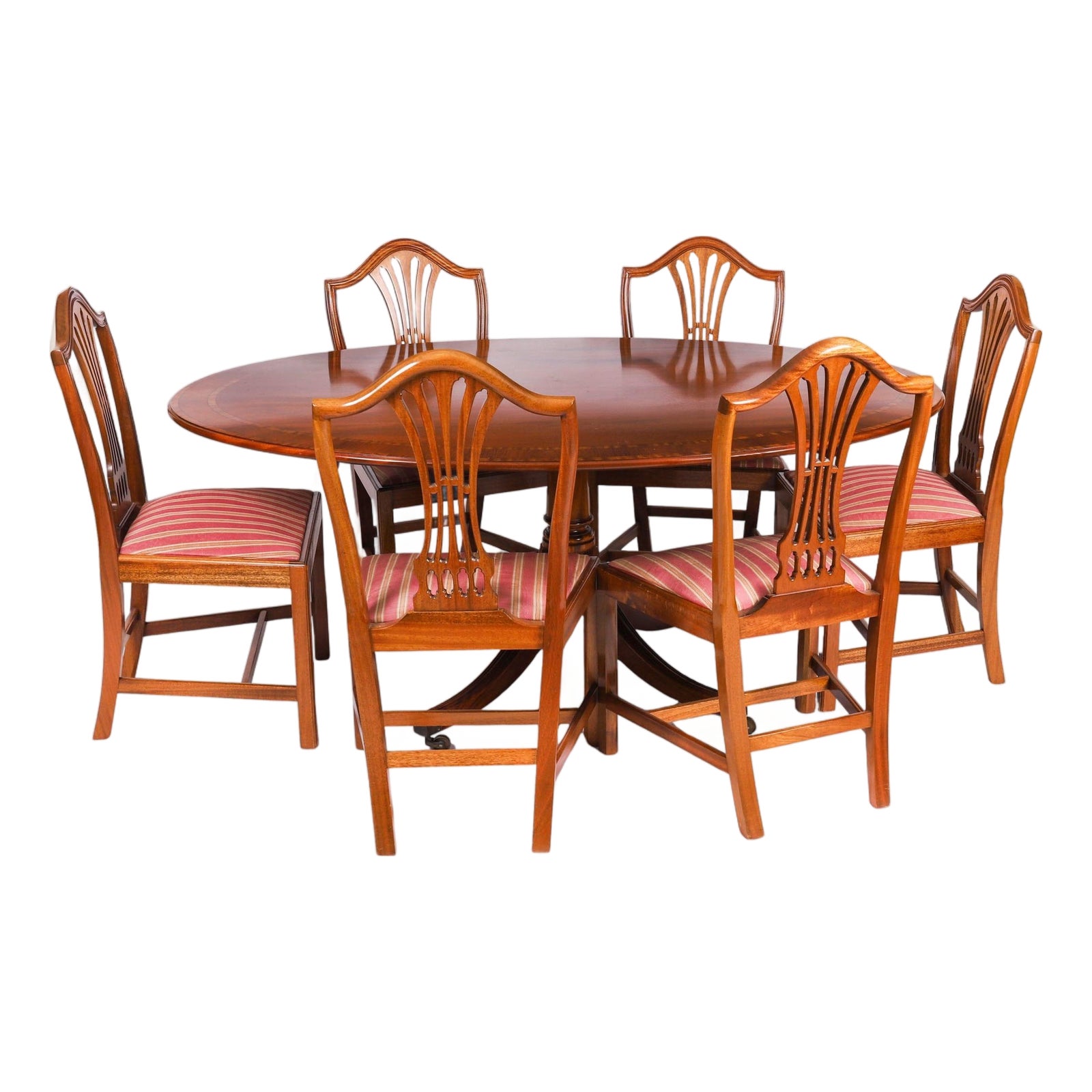 Vintage 20th Century Oval Dining Table & Shield Back Chairs from ...