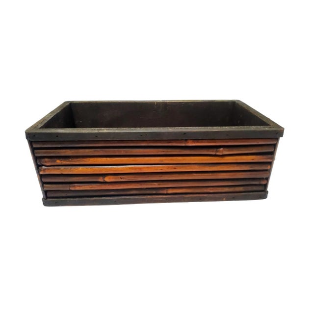 Vintage Bamboo Pencil Reed Rectangle Planter | Chairish