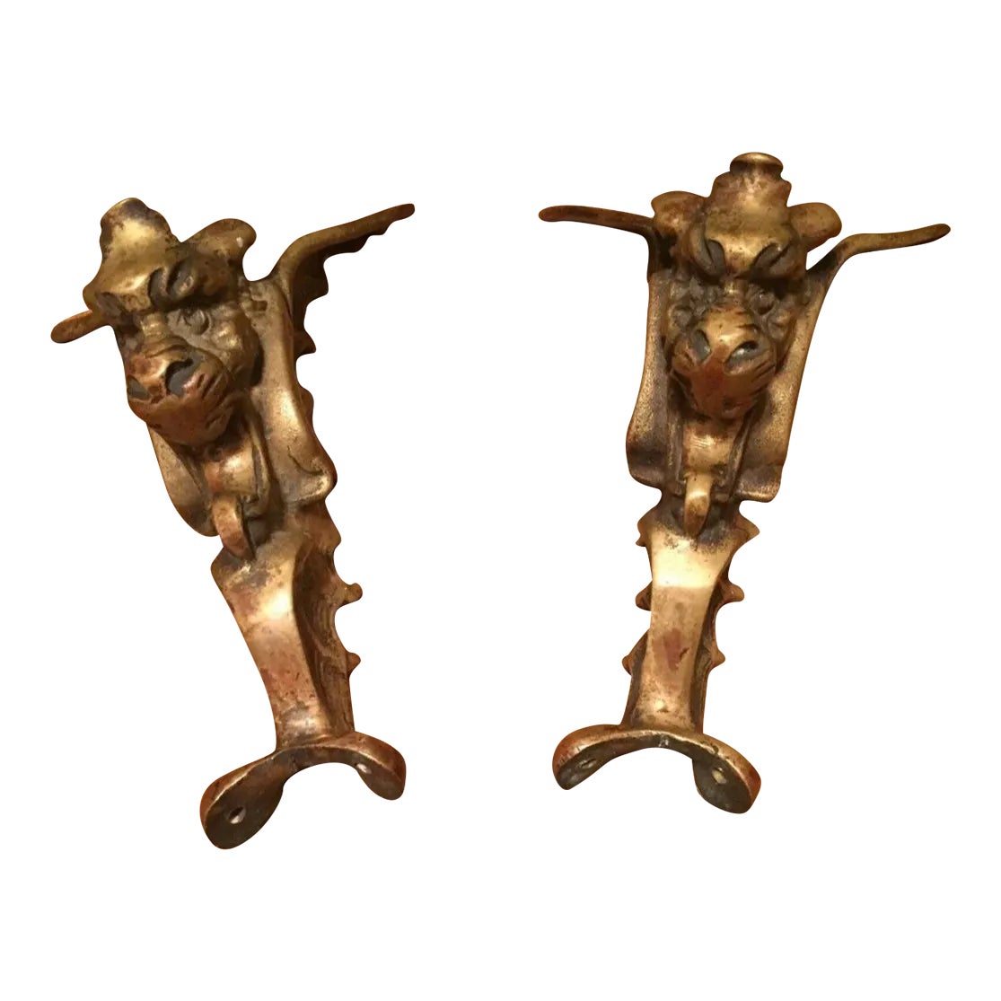 Architectural Bronze Metal Gargoyles, 19th Century French Bronze ...