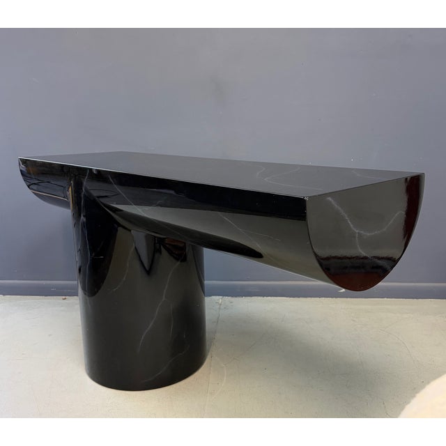 1980s J. Wade Beam Postmodern Black Marbleized Console Table W/Matching ...
