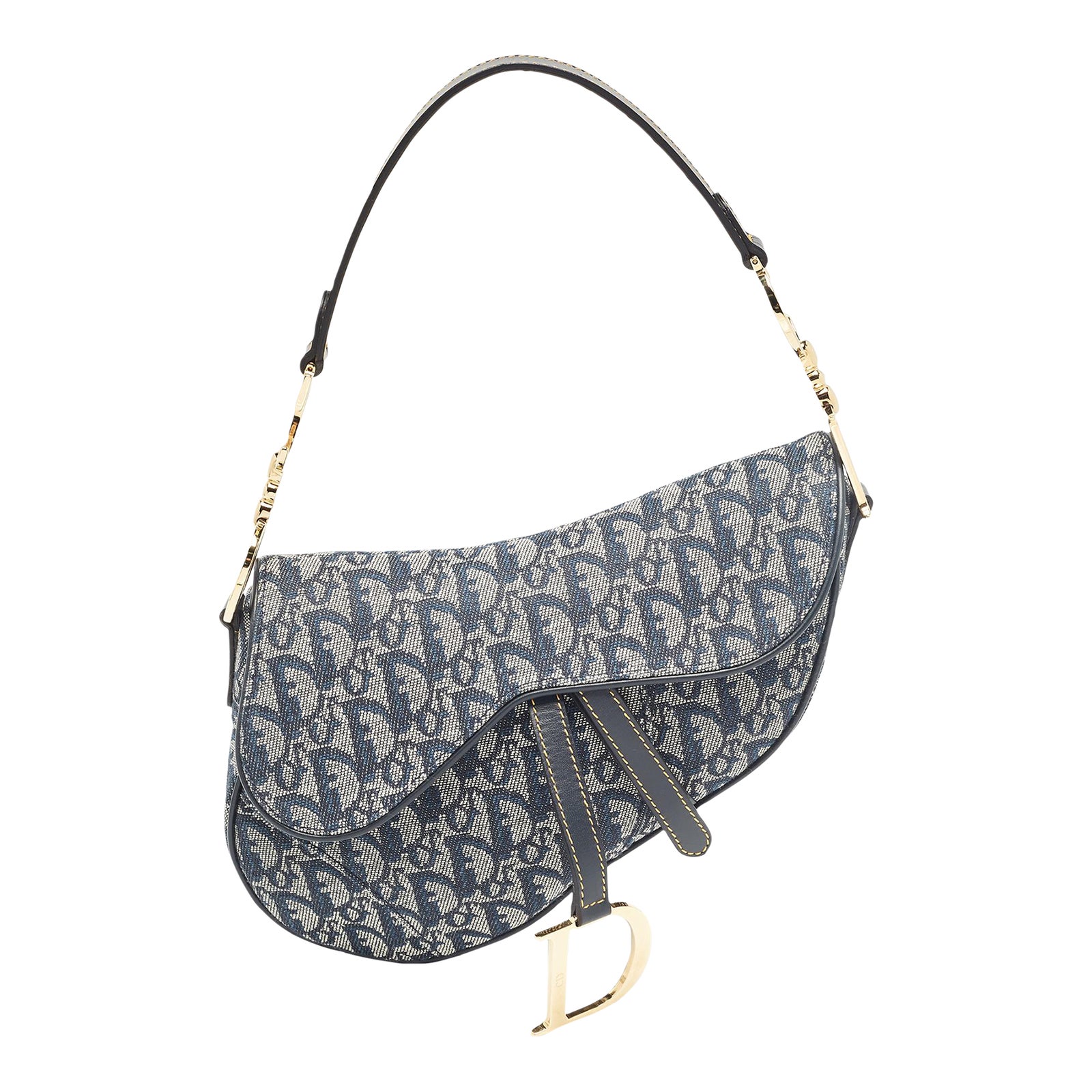 Dior Blue Oblique Canvas Saddle Bag | Chairish