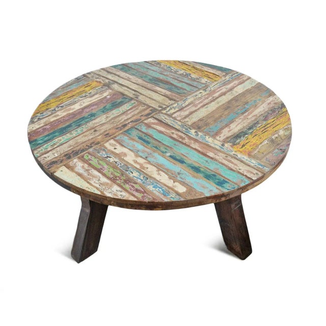 Reclaimed Round Boat Wood Coffee Table | Chairish
