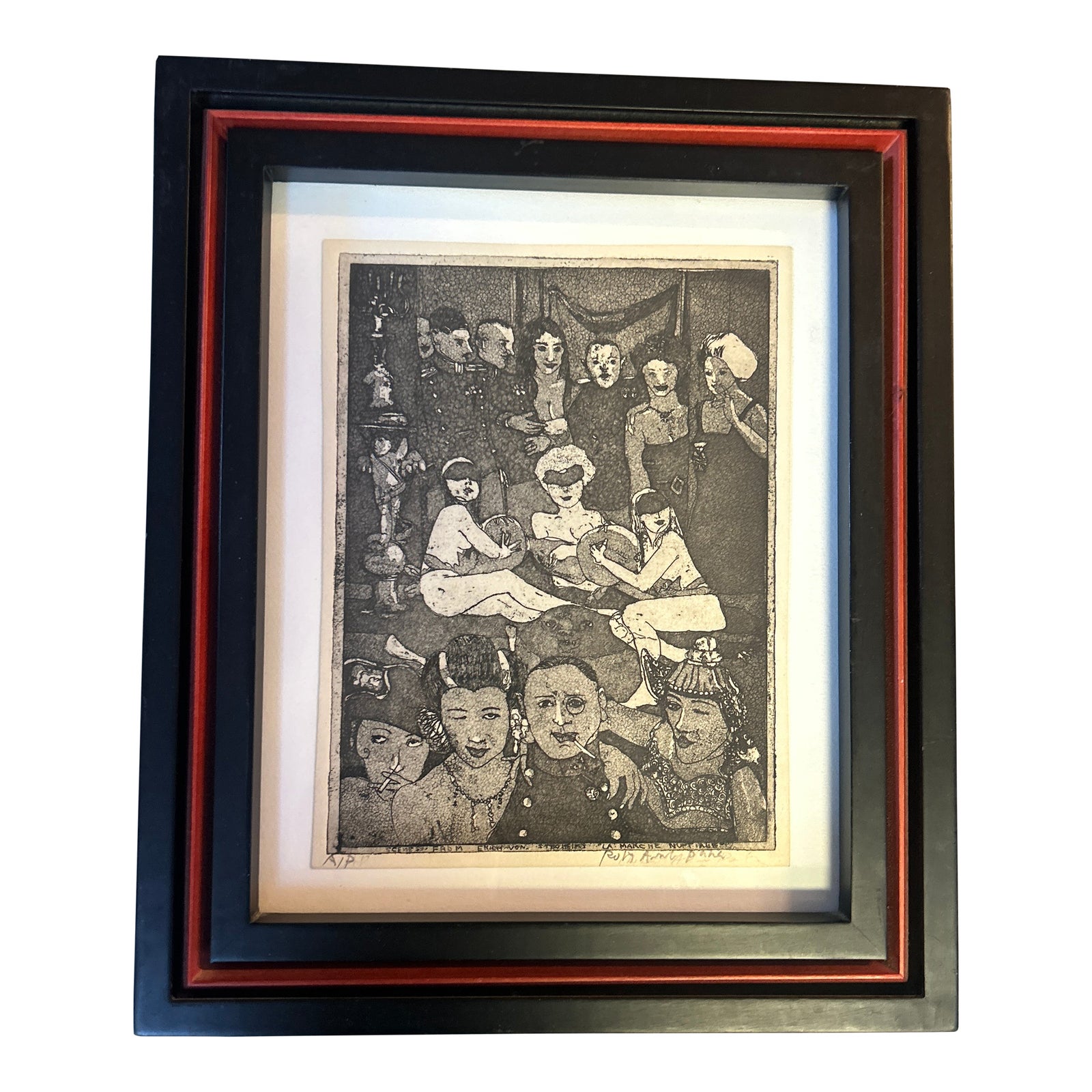 1950’s Original Abstract Expressionist Party Scene Lithograph | Chairish