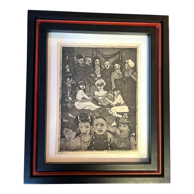 1950’s Original Abstract Expressionist Party Scene Lithograph | Chairish