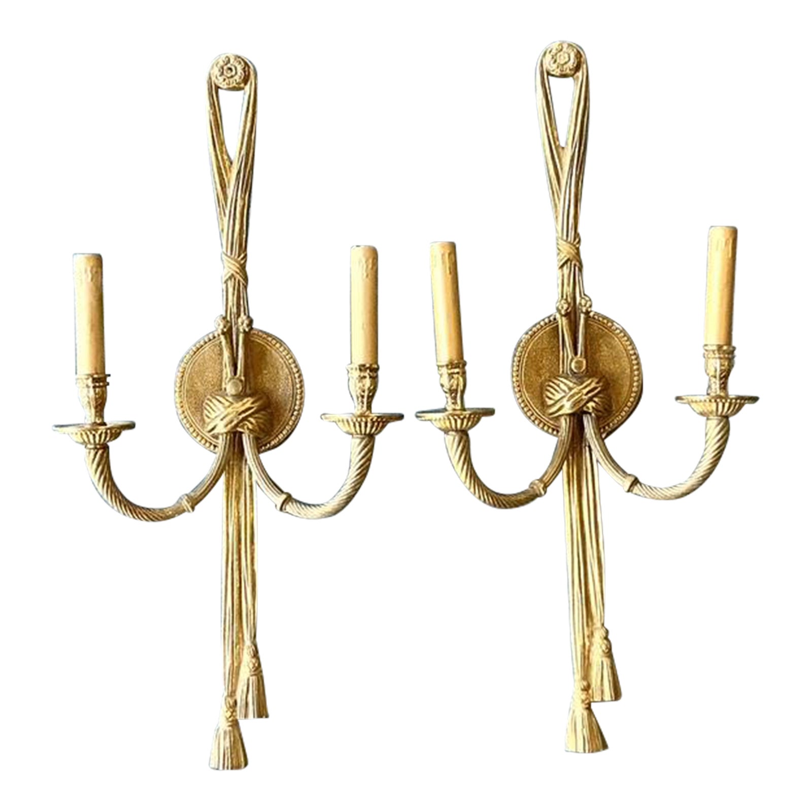 Vintage Regency Swag Light Sconce - A Pair | Chairish