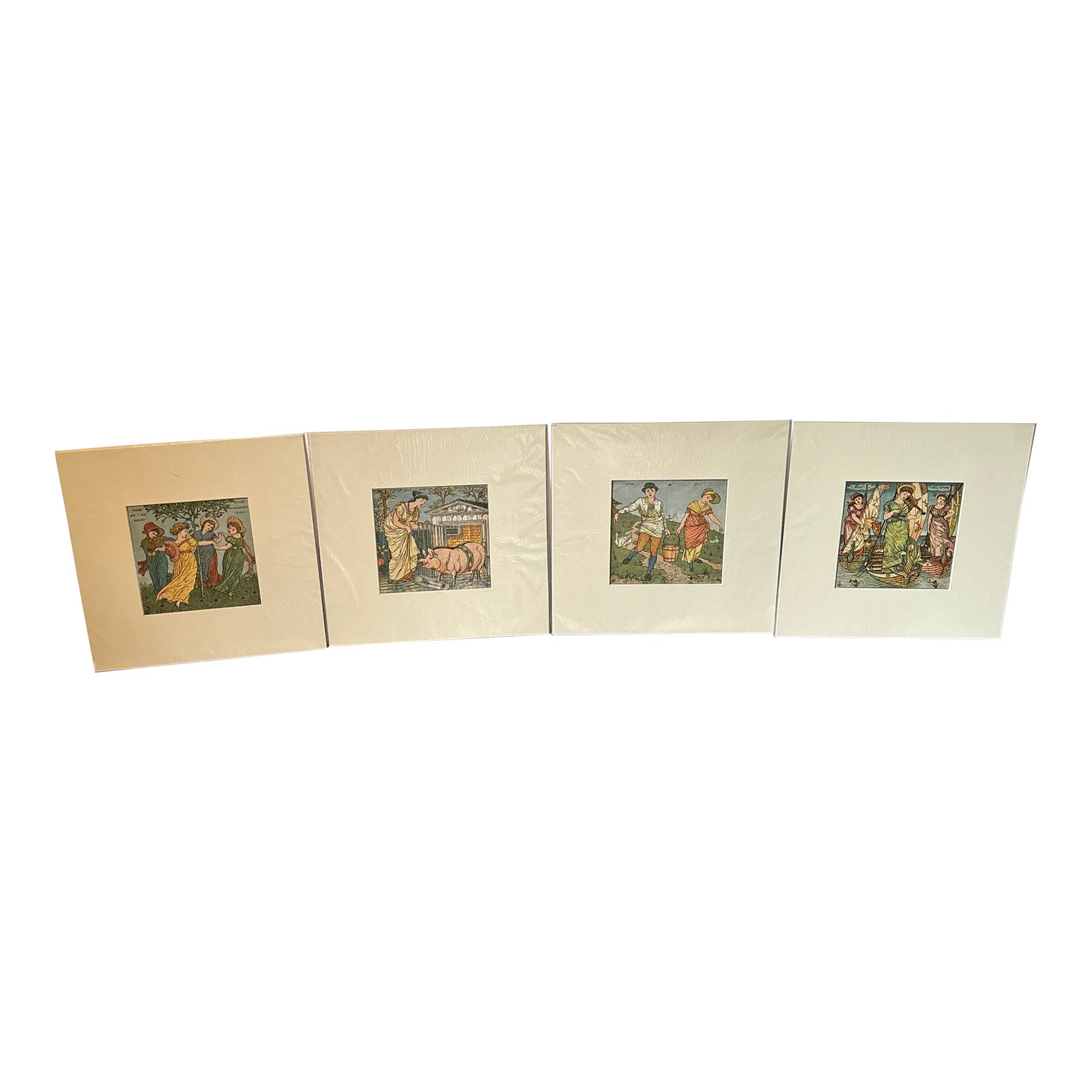 Original Antique Chromolith Prints From 1880, English - Set of 4 | Chairish