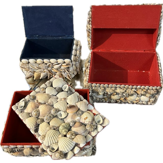 Vintage Old Florida Shell Boxes , Set of 3 | Chairish