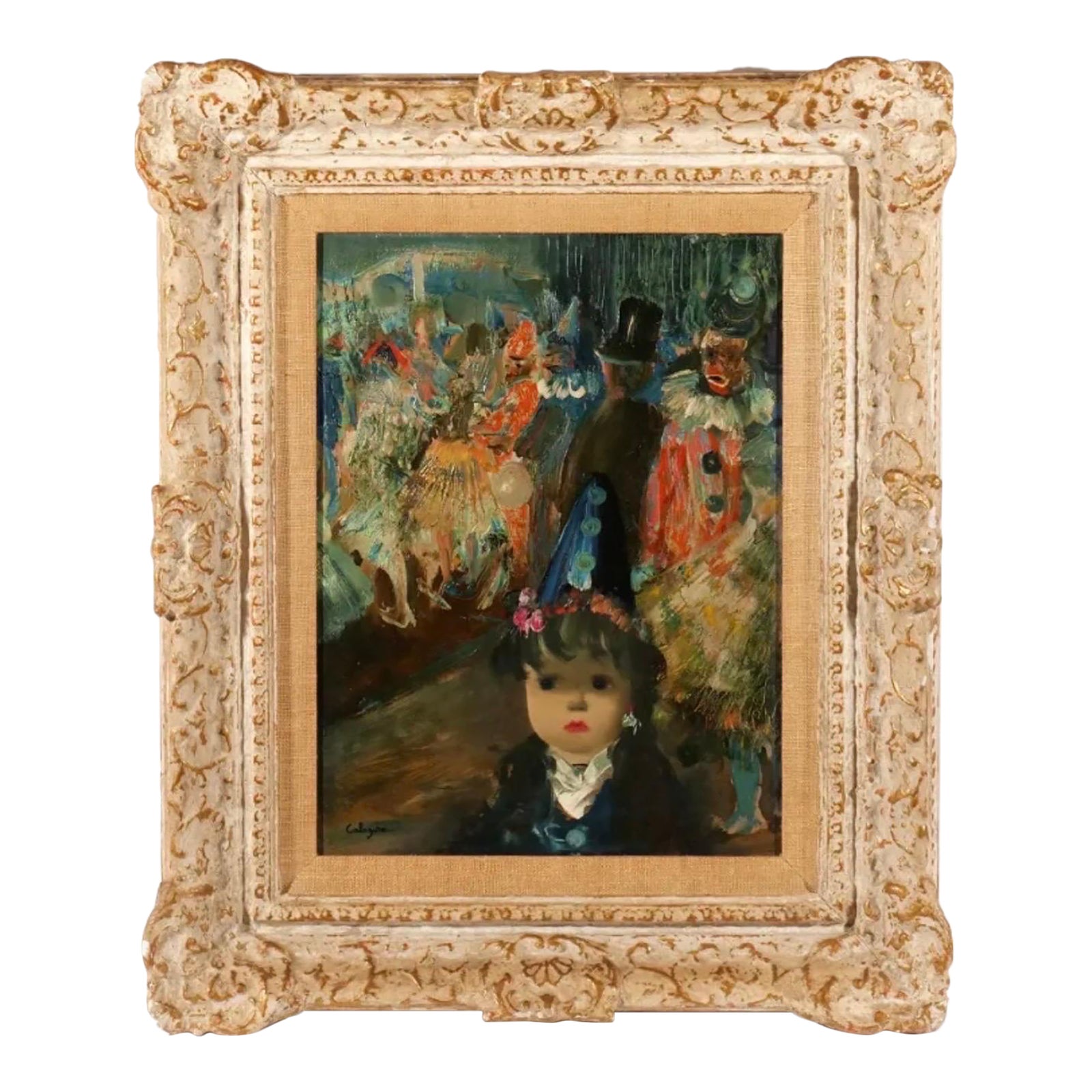 Late 20th Century Jean Calogero, Mod Italian Surrealist Oil Painting ...