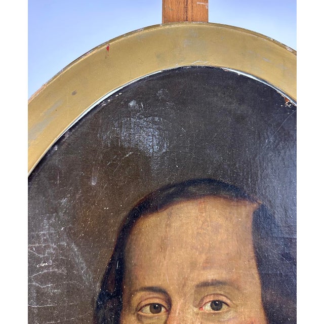 19th Century Male Portrait in Oval Gilt Frame | Chairish