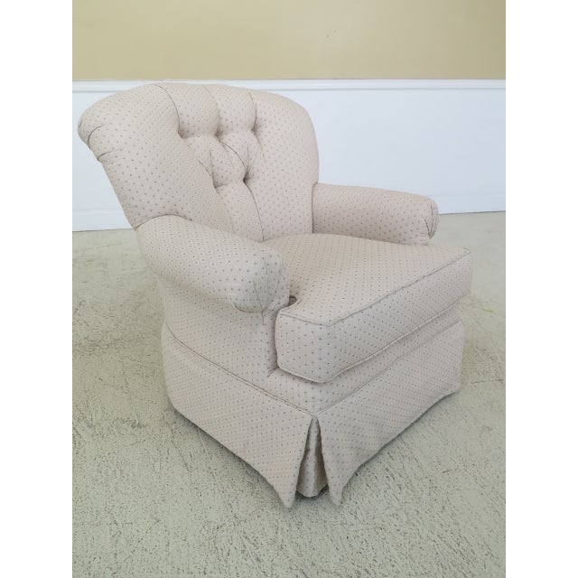 1990s Upholstered Tufted Back Swivel Rocking Club Chair | Chairish