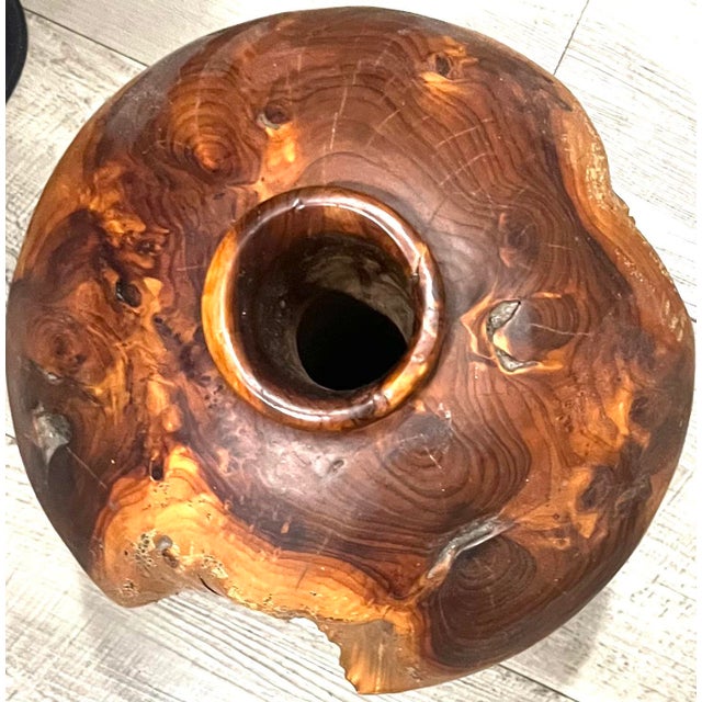 Vintage Turned Burl Wood Vase | Chairish