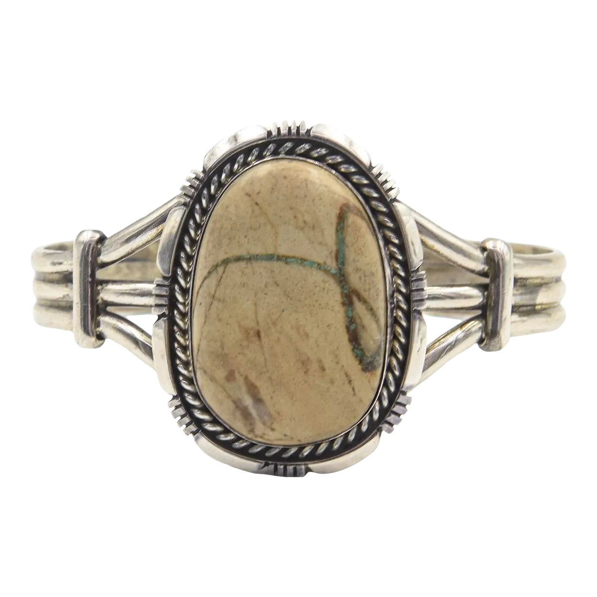 Late 20th Century Navajo Native American Ribbon Turquoise Sterling ...
