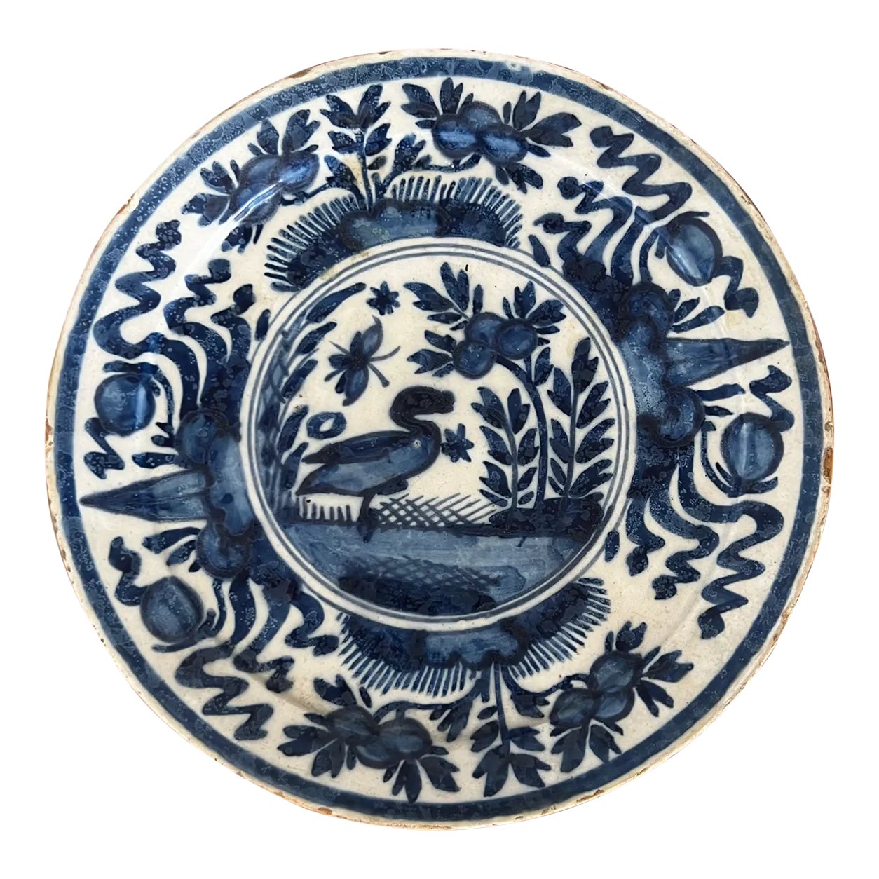 18th Century Delft Dutch Delftware Blue and White Cabinet Plate | Chairish