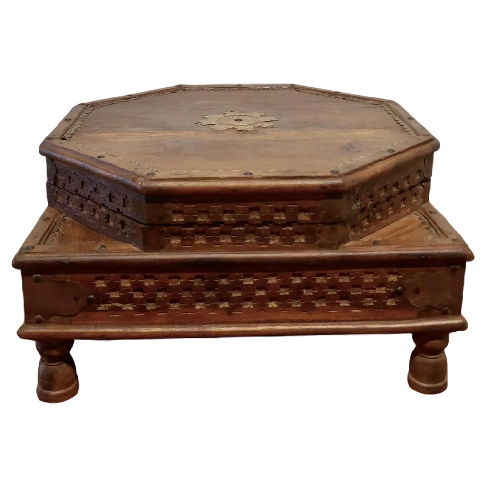 Double Height Carved Indian Box, 1900 | Chairish