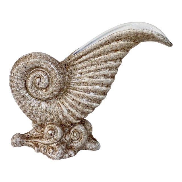 1990s Royal Haeger Pottery Nautilus Shell Vase | Chairish