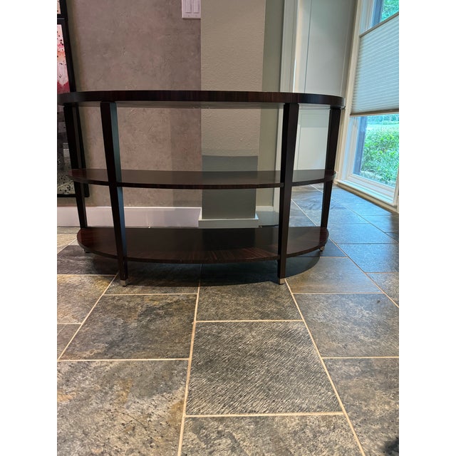 Thayer Coggins Pair of Half Moon Zebra Wood Matte Lacquered Console ...