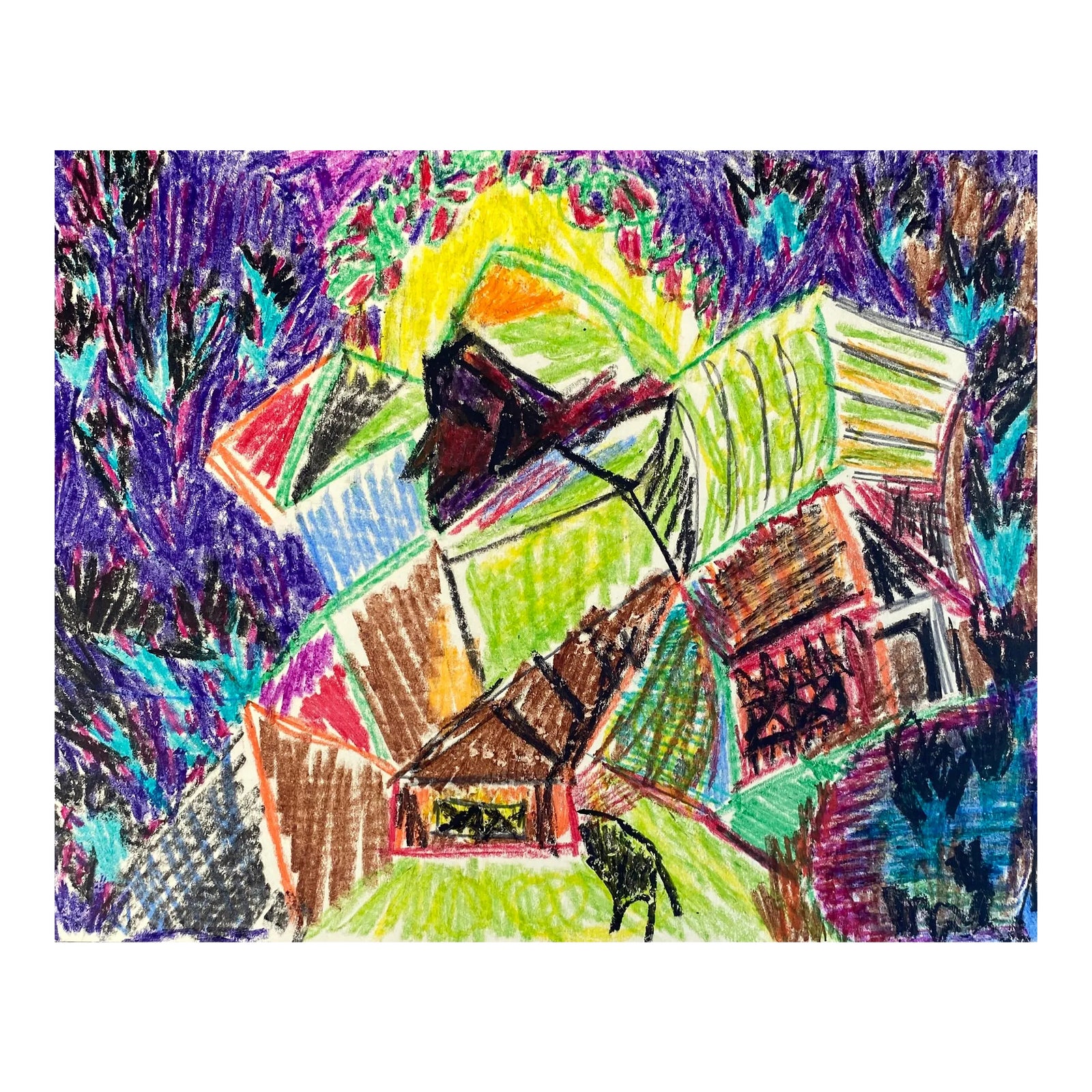 1960s Larry Connatser Abstract Portrait Oil Pastel | Chairish