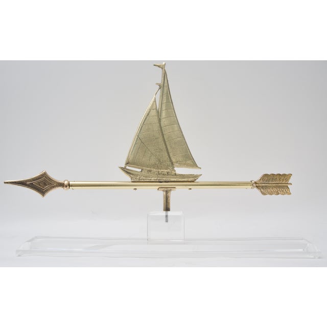 $2800 1940s American Polished Brass Sailboat Weather Vane on Lucite ...
