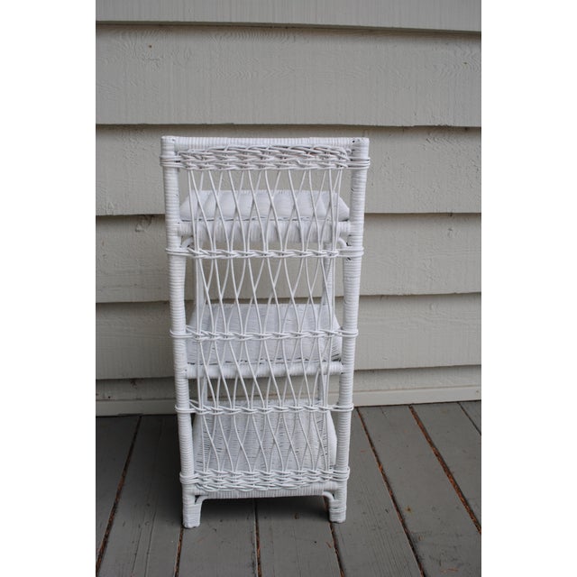 Mid 20th Century White Wicker 3 Tier Bookcase | Chairish