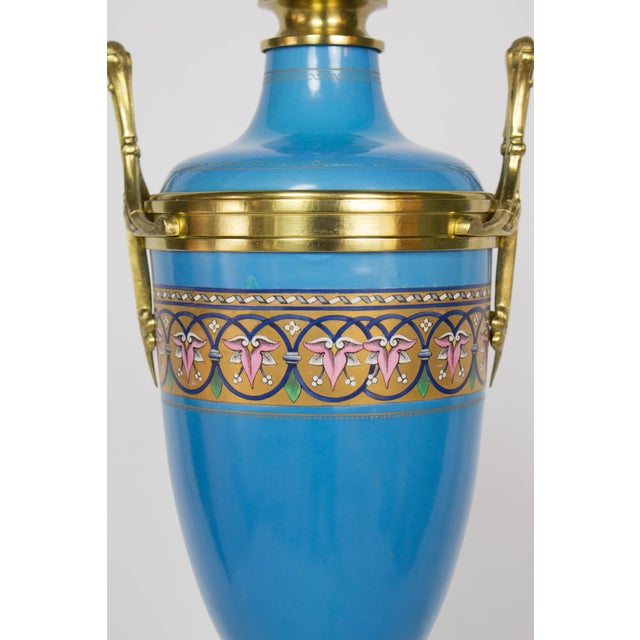 19th Century Blue Sevres Style Porcelain Lamp | Chairish
