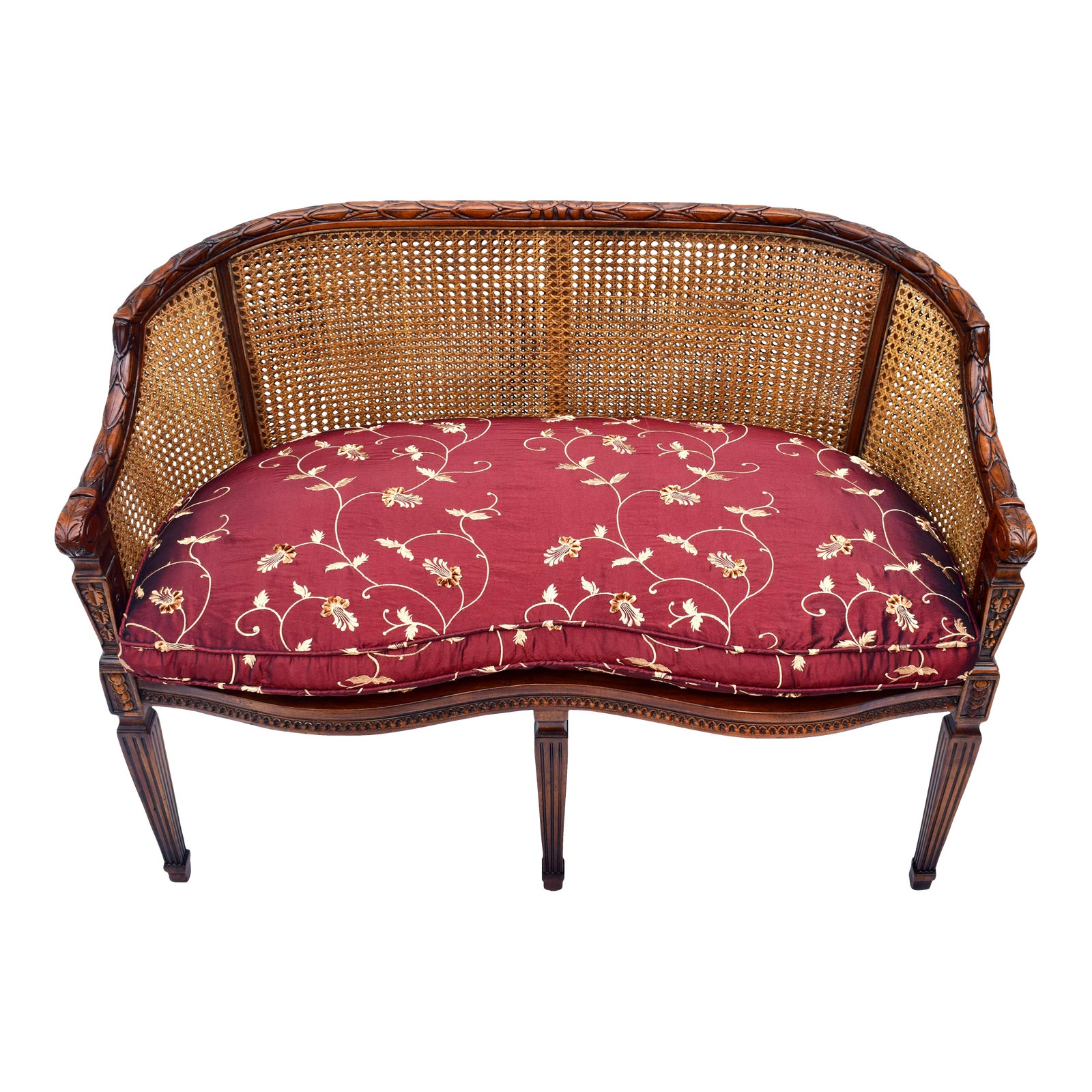 Vintage Double Cane Settee Bench | Chairish