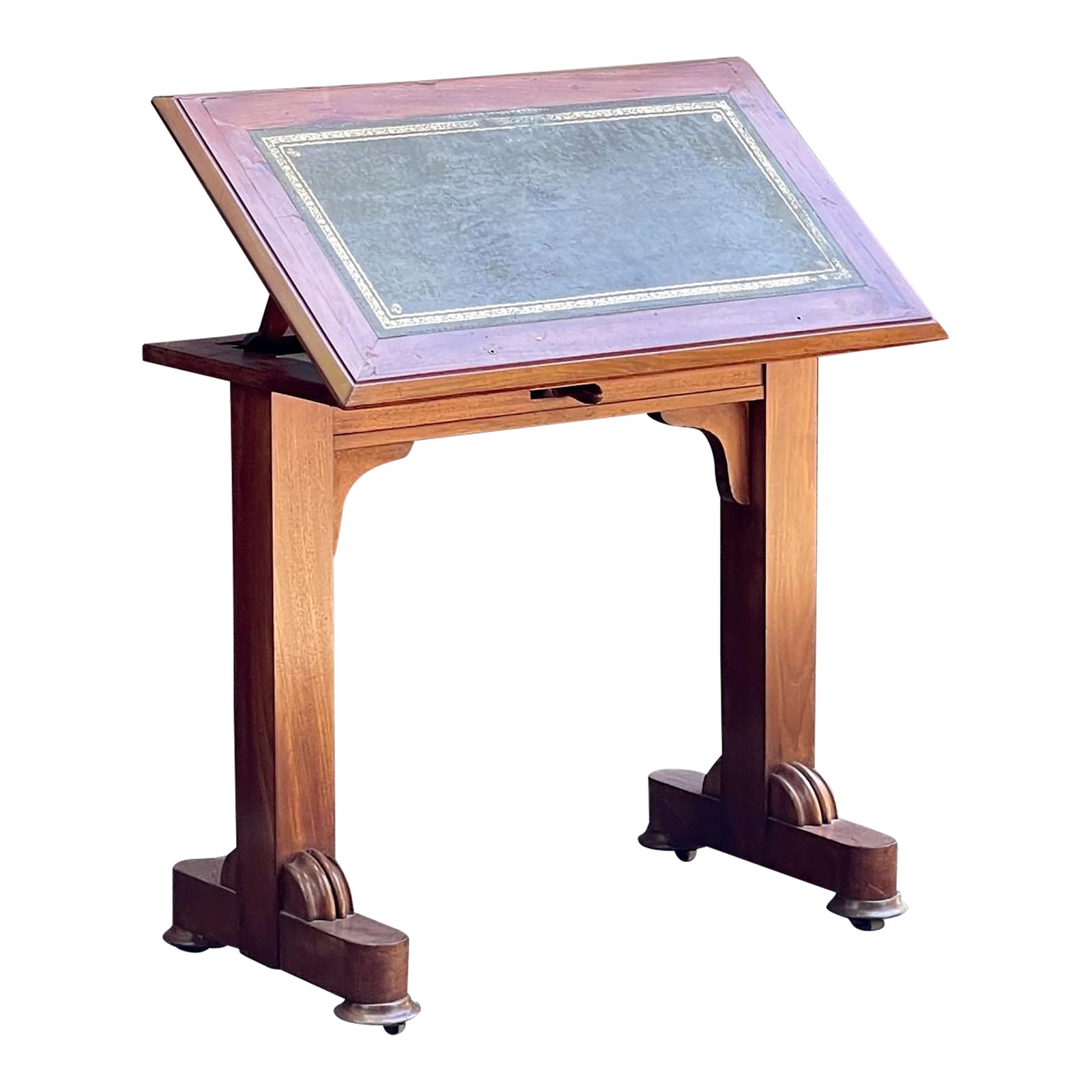 Antique 19th Century Leather Top Mahogany Library Lectern Table | Chairish