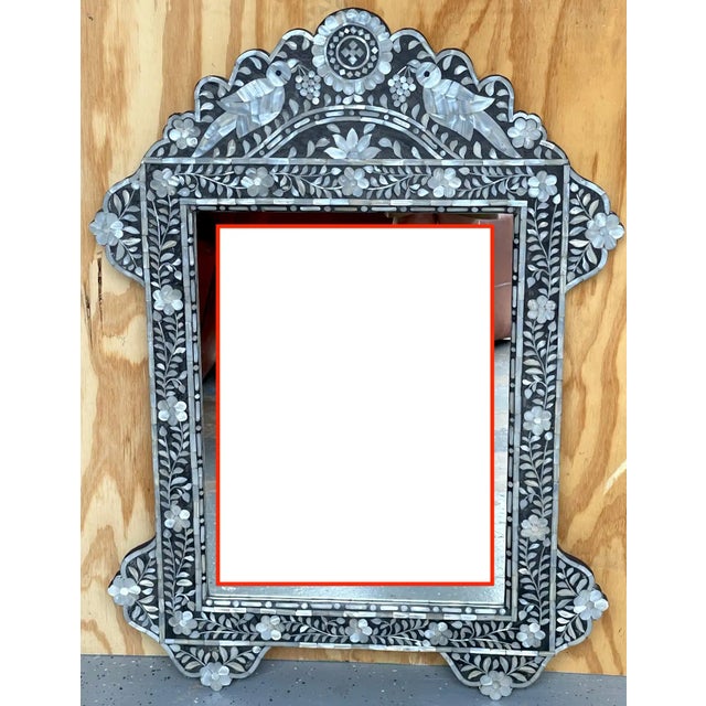 Anglo-Indian Style Mother of Pearl Inlaid Neoclassical Mirror | Chairish