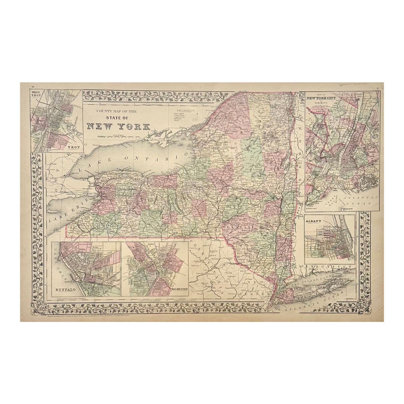 New York, Original Engraving by Samuel Mitchell, 1881 | Chairish