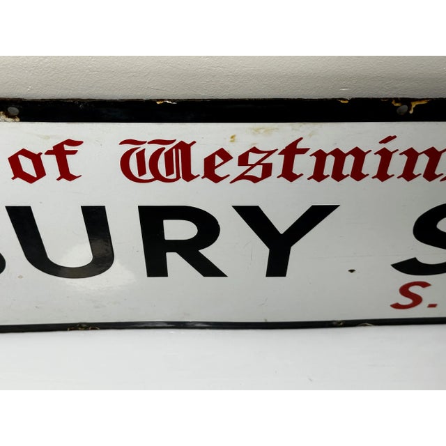 1940s British Enamel London Road Sign City of Westminster Ebury Street ...