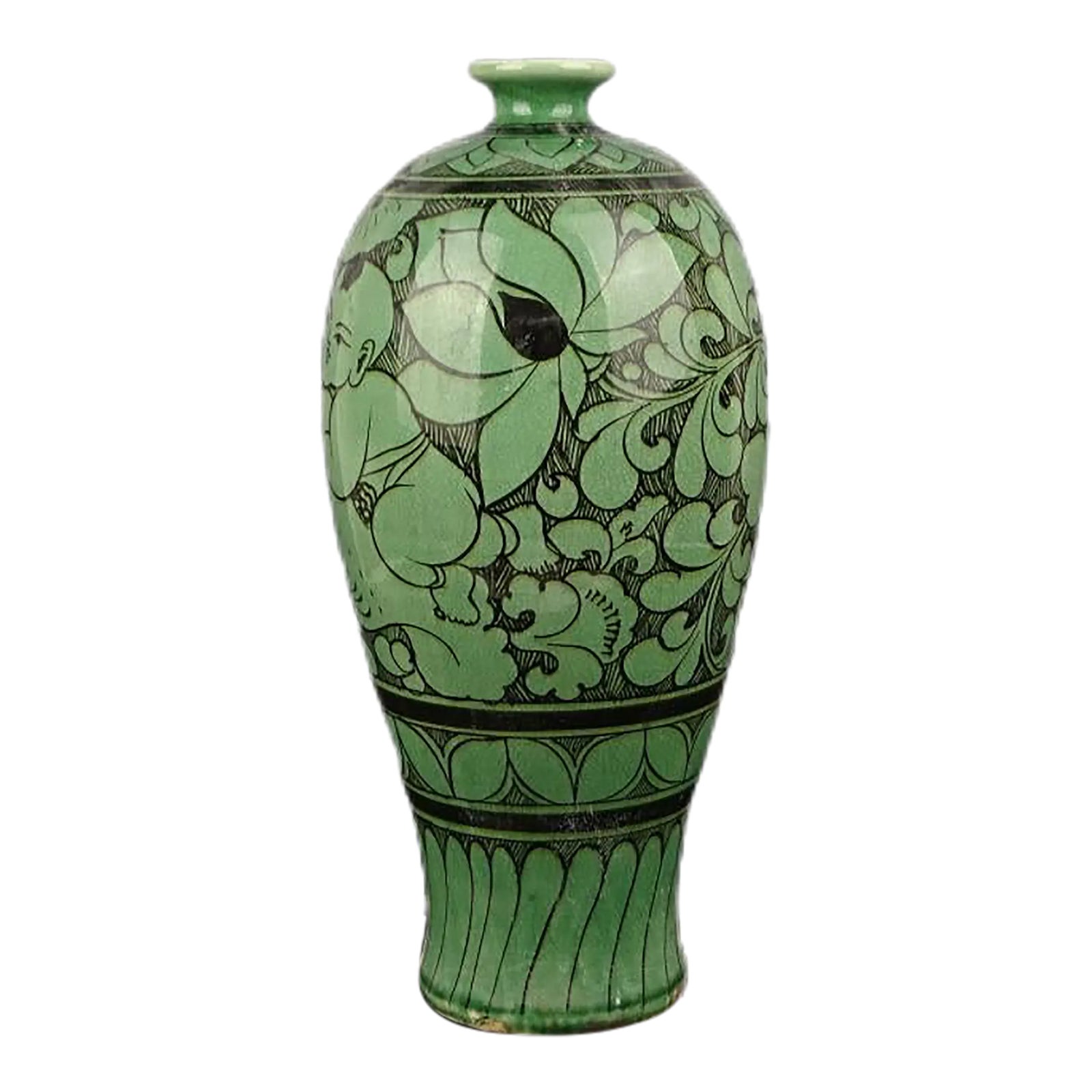 Vintage Chinese Porcelain Song Cizhou Kiln Green Glaze Porcelain ...