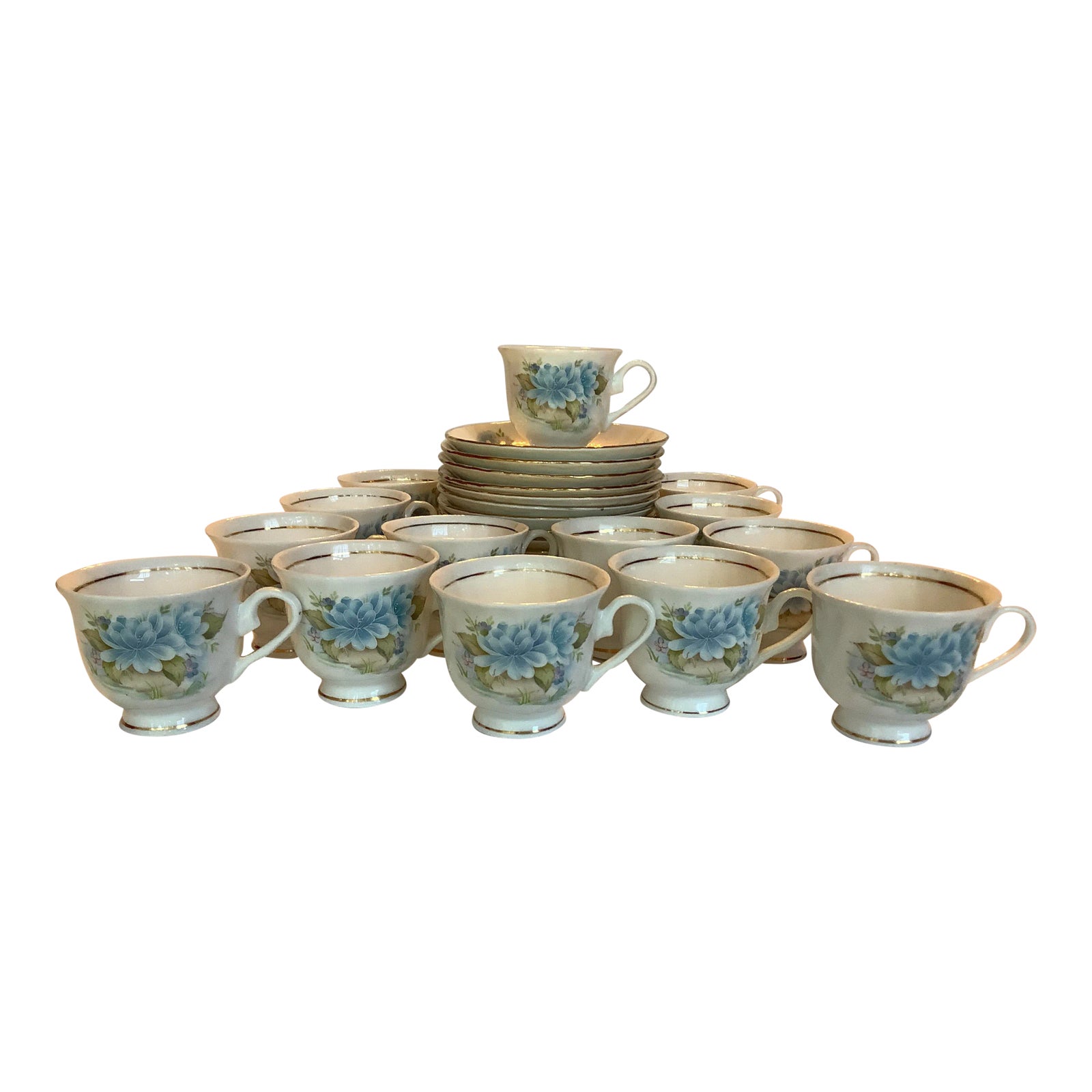 Vintage Hitkari China Blue and White Tea Cups & Saucers - Set of 14 ...