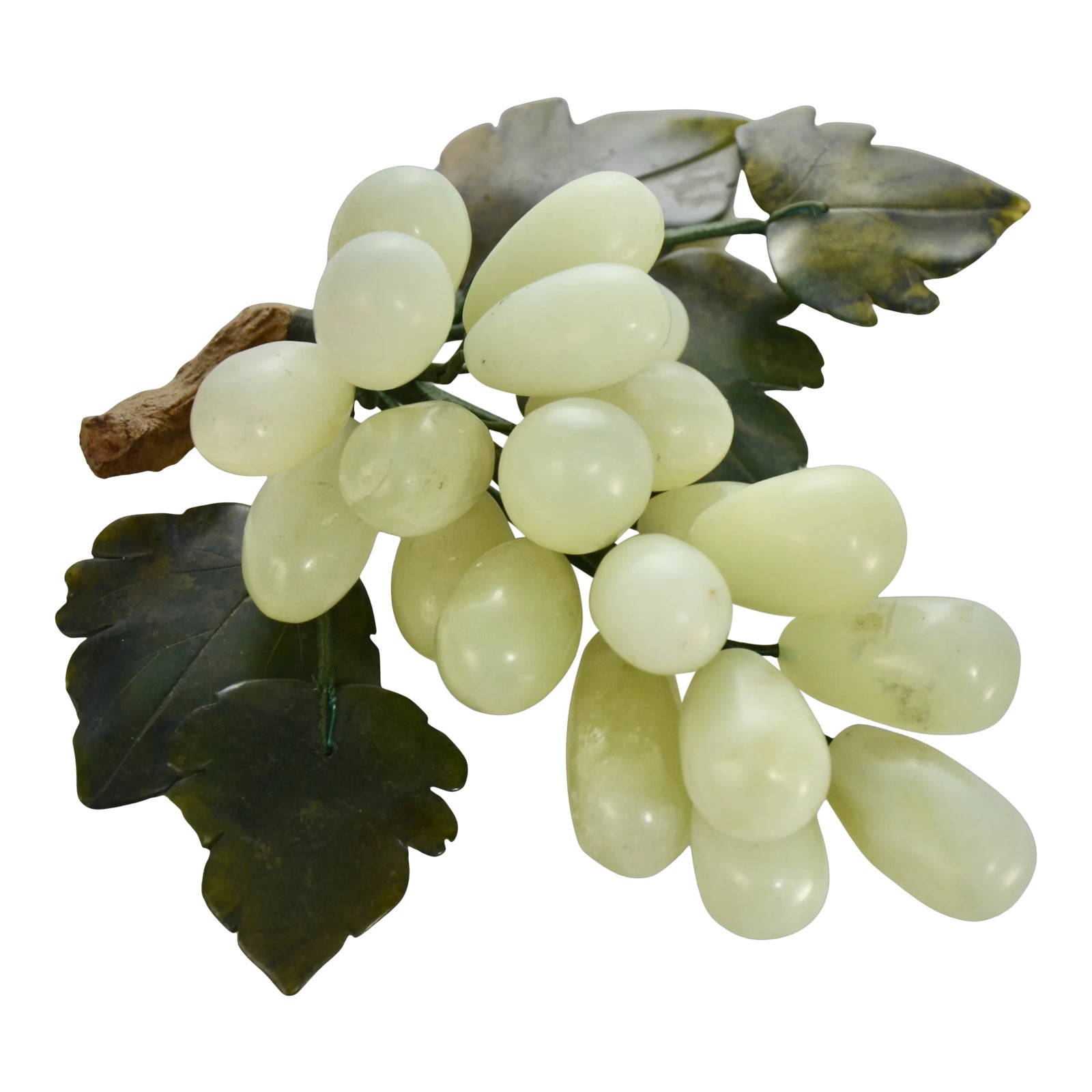 Pale Green 8" Carved Stone Grape Cluster | Chairish